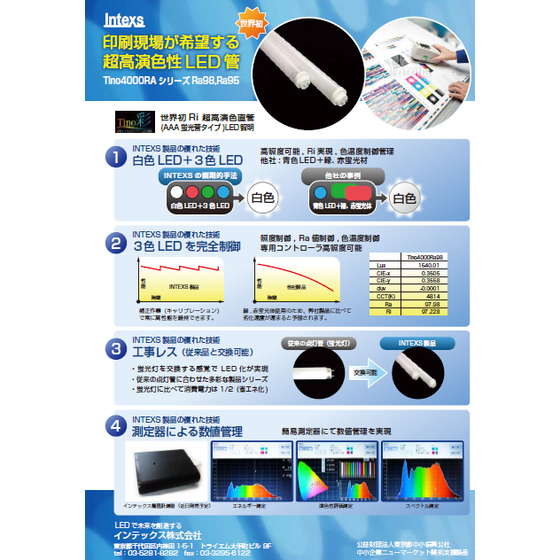 Ra98の超高演色直管ランプ：自動調整機能つきRiも90以上確保