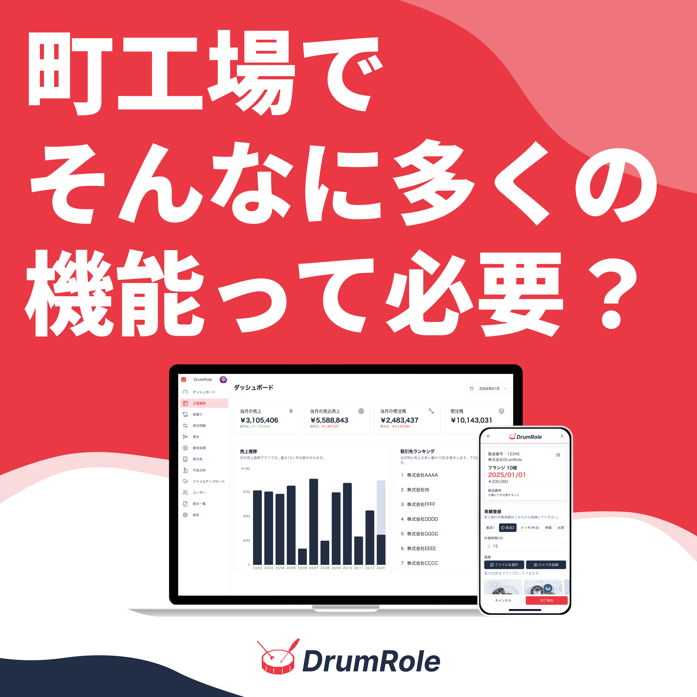 従業員30名以下向け クラウド生産管理システム『ドラムロール』 DrumRole | イプロスものづくり
