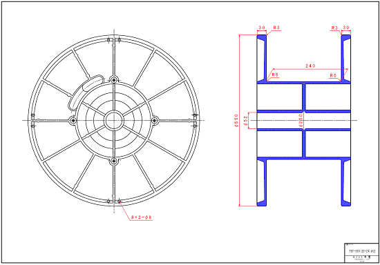 【図面】TSF型ボビン『TSF-550(25-24)φ52』 | 特電 - Powered by イプロスものづくり