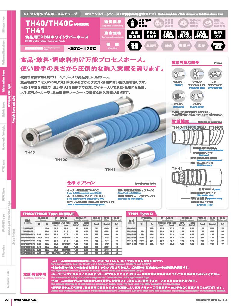 【TH40/TH40C/TH41】EPDMホワイトラバーホース 東葛テクノ | イプロスものづくり