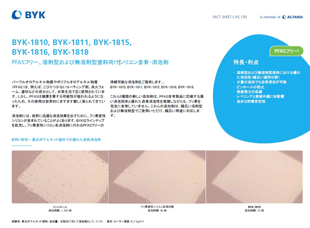 【新製品・PFASフリー消泡剤】BYK-1810シリーズ | ビックケミー・ジャパン - Powered by イプロスものづくり